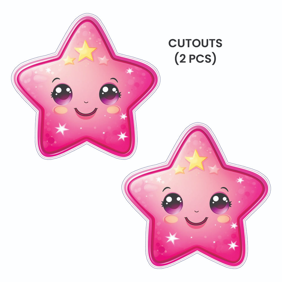 Pink Star Theme – Cutout Pack (2 pcs) – Party Bazaar Store